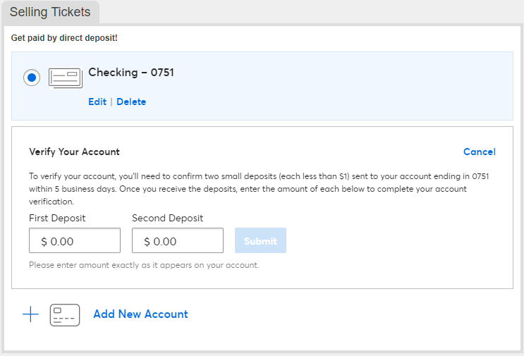 How do I verify the two Ticketmaster deposits? – Ticketmaster Help